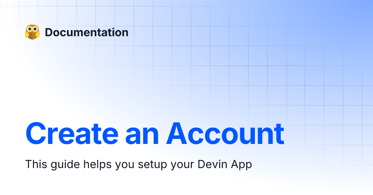 Create an Account | Documentation